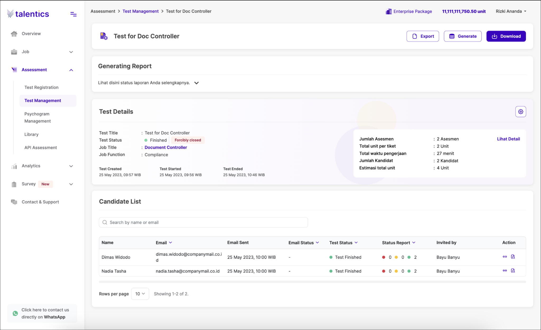 Mengunduh Hasil Keseluruhan Tes - Resources